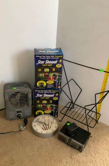 Lakewood Electric Heater, Radio Shack Scanner, Clock, Magazine Rack, (2 ...