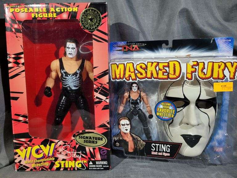 WCW POSEABLE ACTION FIGURE STING & TNA -MARVEL TOYS MASKED FURY STING ...