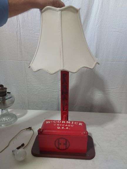 FARMALL MCCORMICK TOOL BOX/LAMP DISPLAY - Kaufman Realty & Auctions