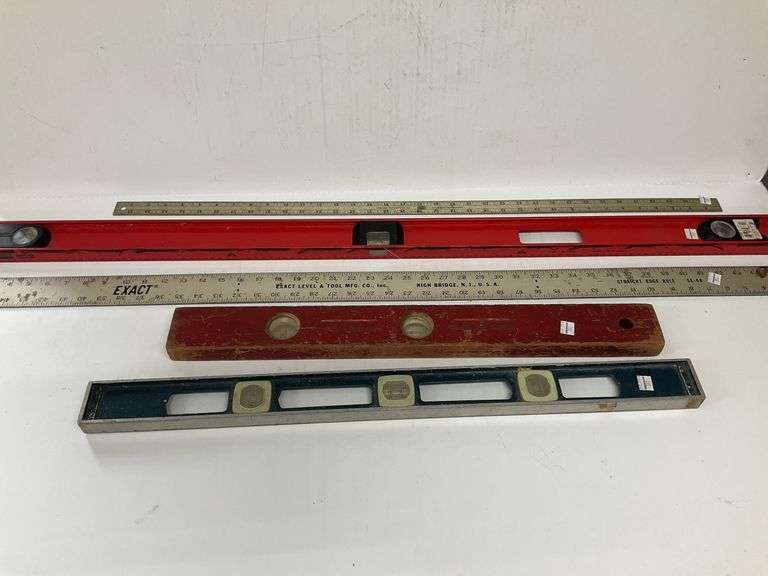 4ft Level, 4ft Straight Edge, and 2 24” Levels - Kaufman Realty & Auctions