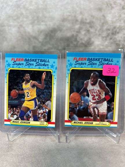 1988 Michael Jordan & Magic Johnson Fleer sticker cards - Kaufman ...