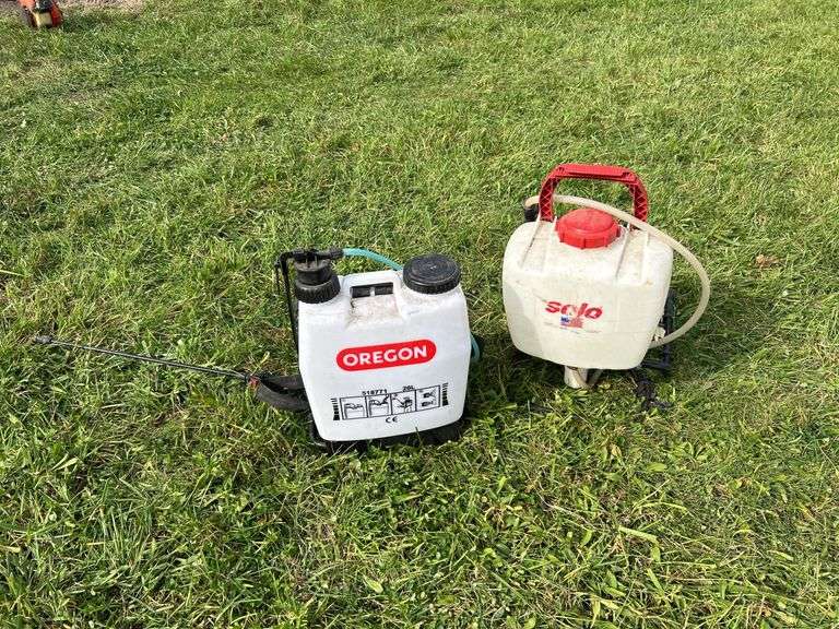 (2) backpack sprayers- Oregon & solo - untested - Kaufman Realty & Auctions