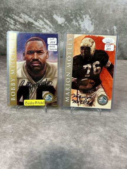 1998 Hall of Fame Signature Series Marion Motley JSA & Bobby Mitchell ...
