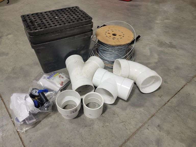 PVC pipes, gage, catch basins, metal wiring - Kaufman Realty & Auctions