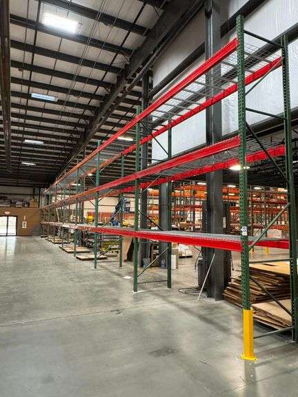 8 Sections Pallet Racking 42" Wide x 12' Beams x 16' High, Wire Tear ...