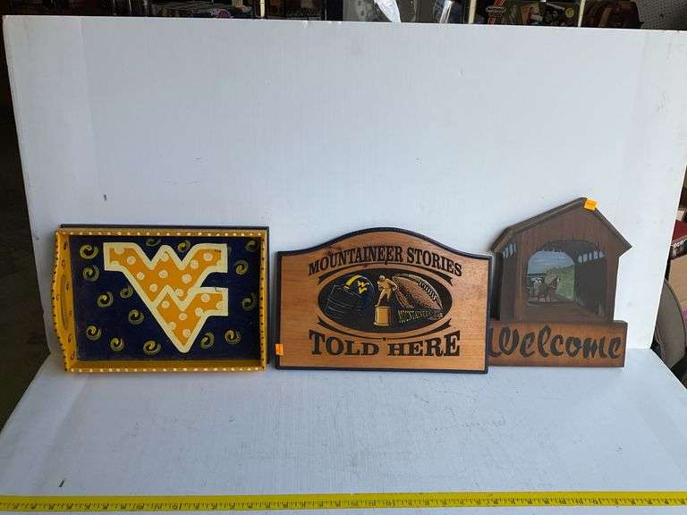 WVU Wooden Tray, WVU Wooden Wall Plaque, and Wooden Welcome Sign ...