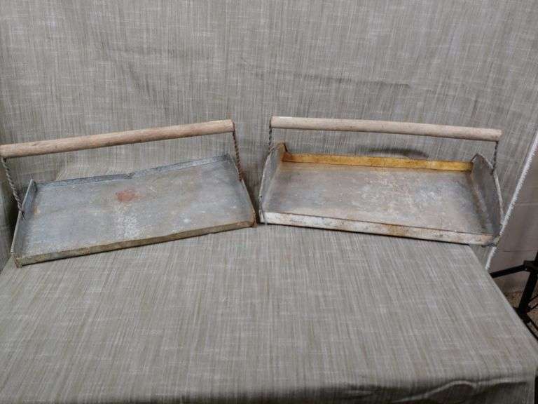 2 antique metal fruit picking trays - Kaufman Realty & Auctions