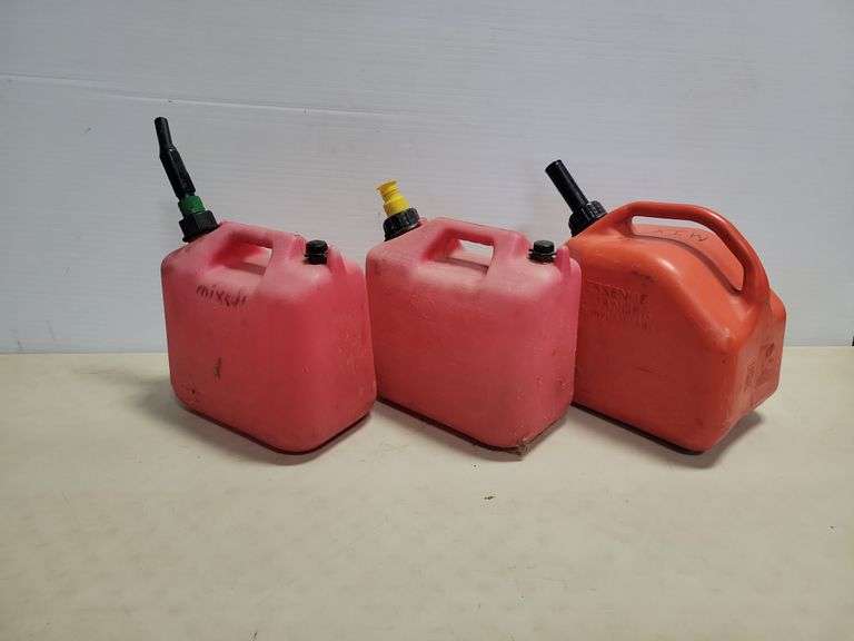 (3) 2 gallon fuel jugs - Kaufman Realty & Auctions