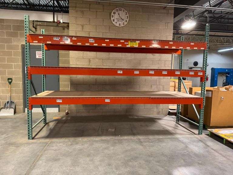 1 Section Pallet Rack, Tear Drop Decking, 42" Deep x 12' Beams x 8 ...