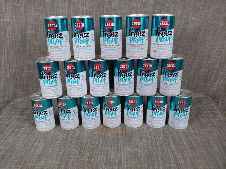 1970s zecol fuel system antifreeze 18 full cans - Kaufman Realty & Auctions