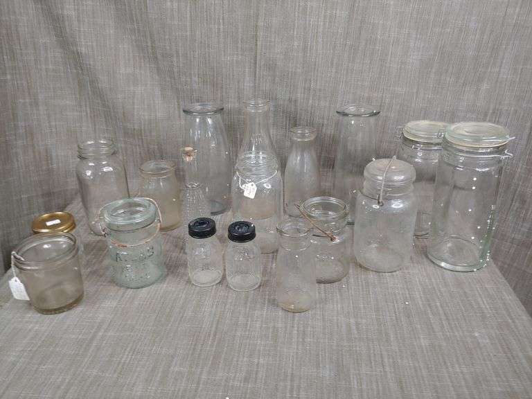 Miscellaneous glass jars and milk bottles - Kaufman Realty & Auctions