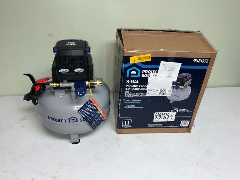 3 gallon air compressor, like new works - Kaufman Realty & Auctions