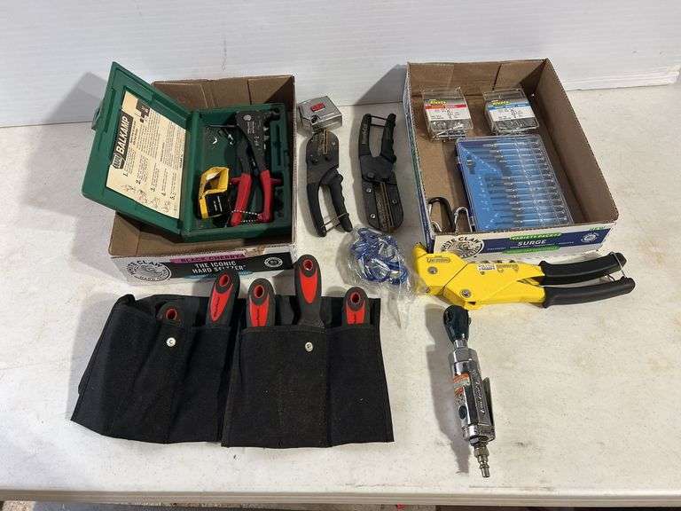Stanley riveter & rivets, cutters, screwdriver bit set, & more ...
