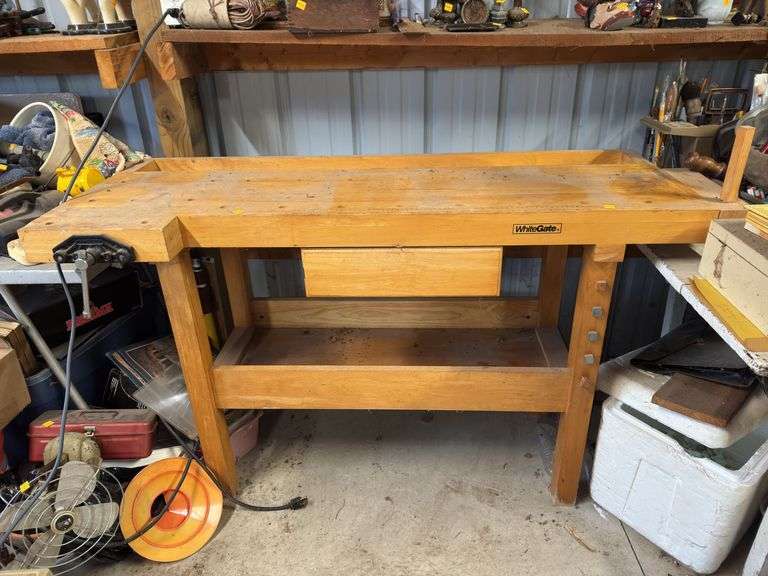 WhiteGate Wooden Work Bench - Kaufman Realty & Auctions