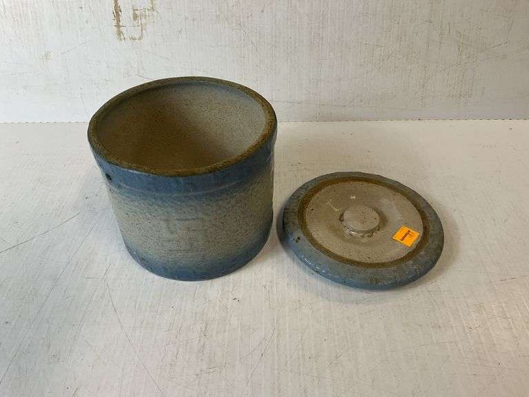 Small Stone Crock with Lid - Kaufman Realty & Auctions