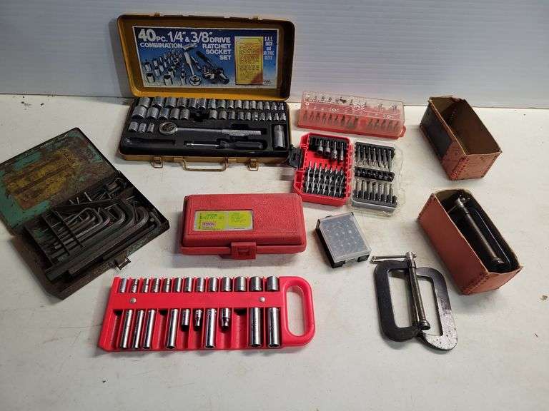 Hanson screw extractor set, Craftsman drill bits, ratchet & sockets ...