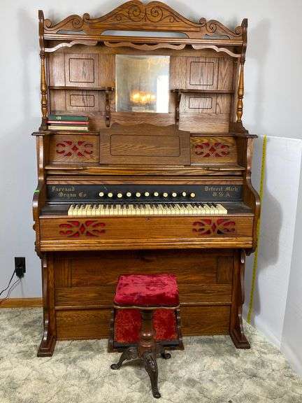 Farr and Organ Co Tiger Oak Antique Pump Organ With Stool - Kaufman ...