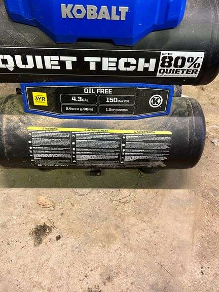 Kobalt Quiet Tech air compressor - Kaufman Realty & Auctions