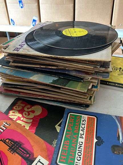 Large tote of records- including Percy Faith, Ray Conniff, Richard ...