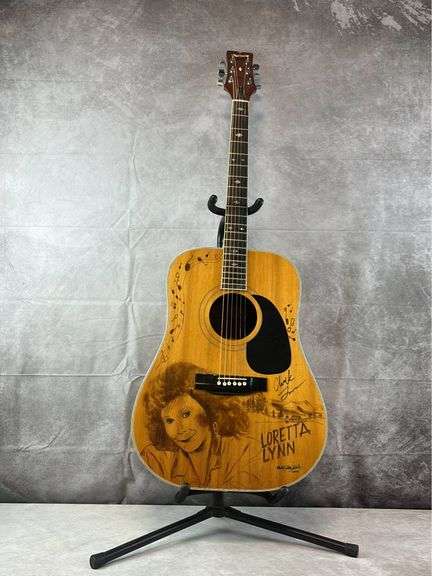 McKinley “Loretta Lynn “ Acoustic Guitar , Painting by Claude Baker w/case - Kaufman Realty ...