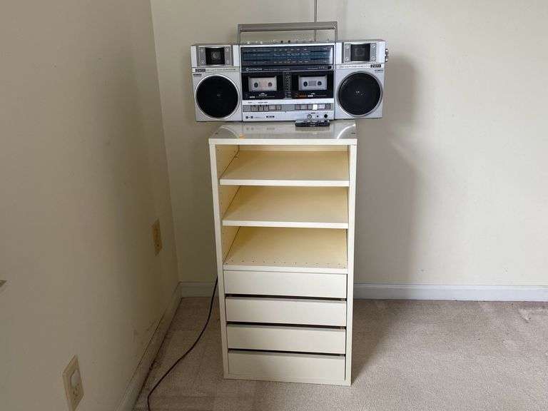 Hitachi Boombox System and Shelf - Kaufman Realty & Auctions