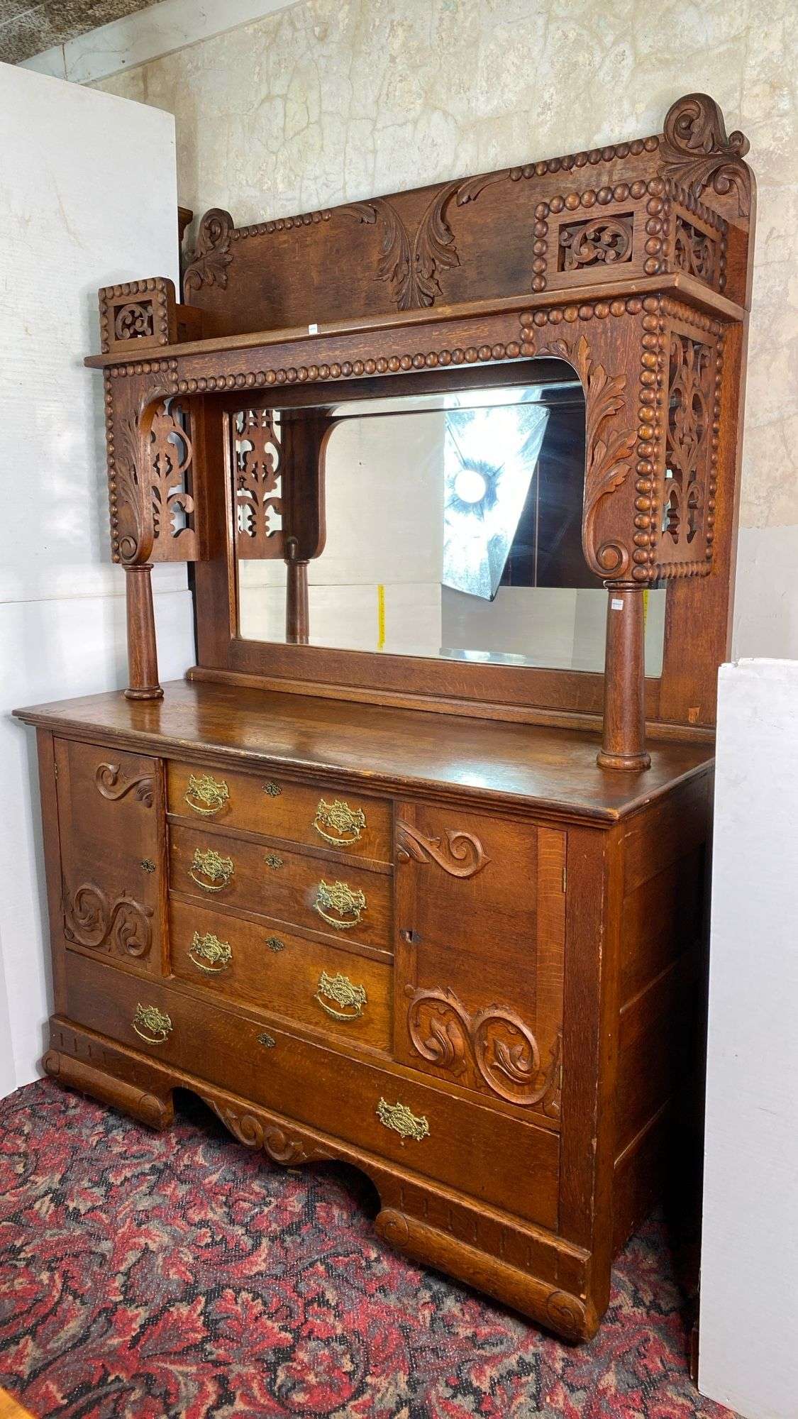 Antique hutch with mirror store