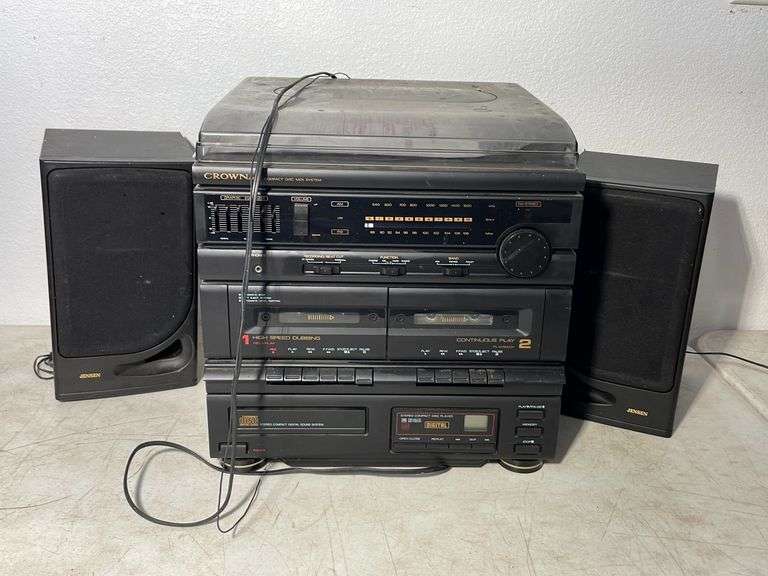 Crown stereo system and Jensen speakers - as is - Kaufman Realty & Auctions