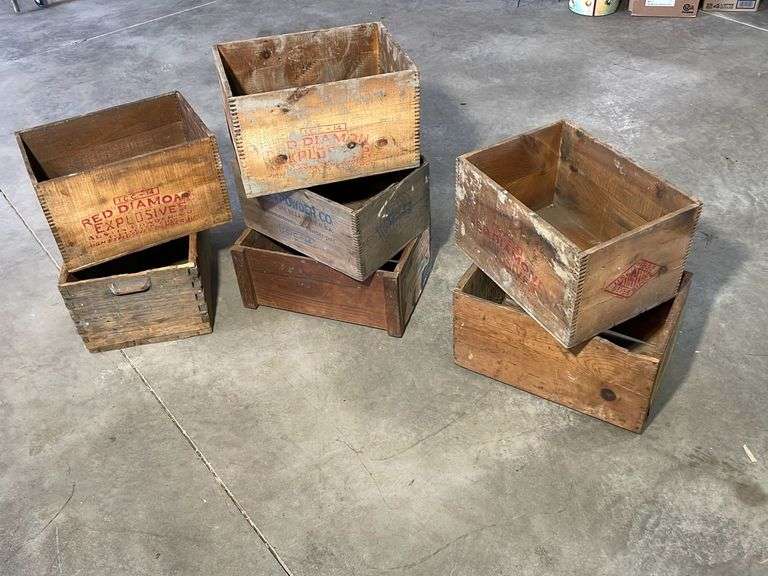 (7) wooden crates including 3 Red Diamond Explosive crates - Kaufman ...