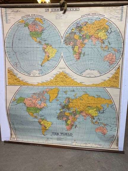 Hemispheres World Map - Kaufman Realty & Auctions