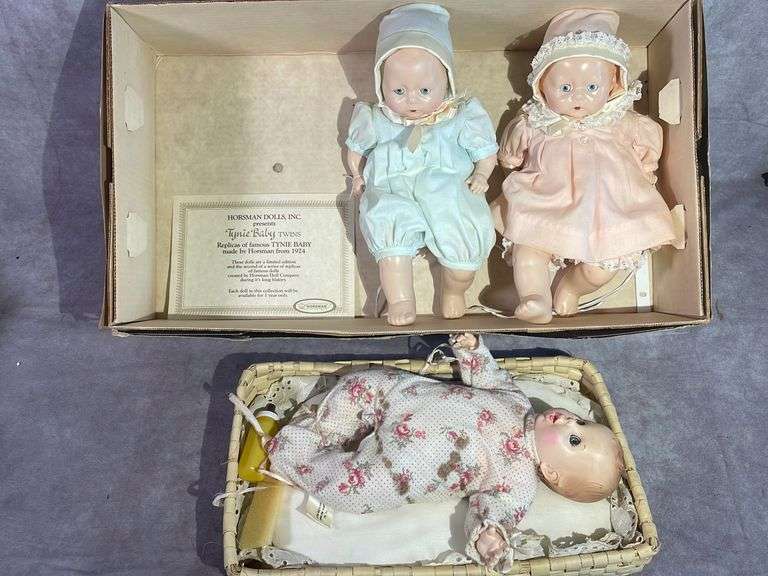 VINTAGE DOLLS(3) - HORSMAN 1924 EIH GOLD ANNIVERSARY TWINS (with box ...