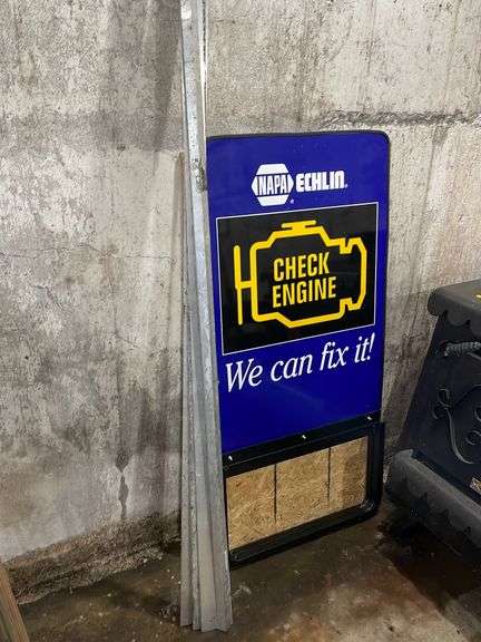 Napa check engine sign, plywood and more - Kaufman Realty & Auctions