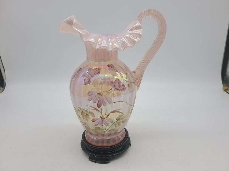 VINTAGE 1997 FENTON HAND PAINTED & SIGNED PINK PITCHER - Kaufman Realty ...