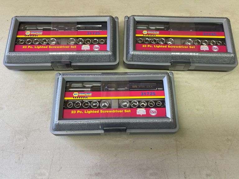 (3) Napa 23-piece lighted screwdriver sets - Kaufman Realty & Auctions