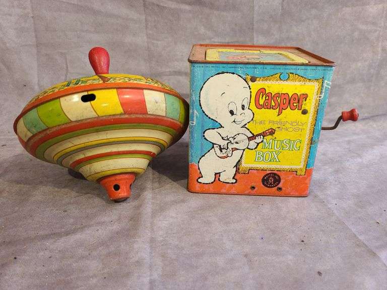 VINTAGE CASPER THE FRIENDLY GHOST MUSIC BOX & OHIO ART SPINNING TOP ...