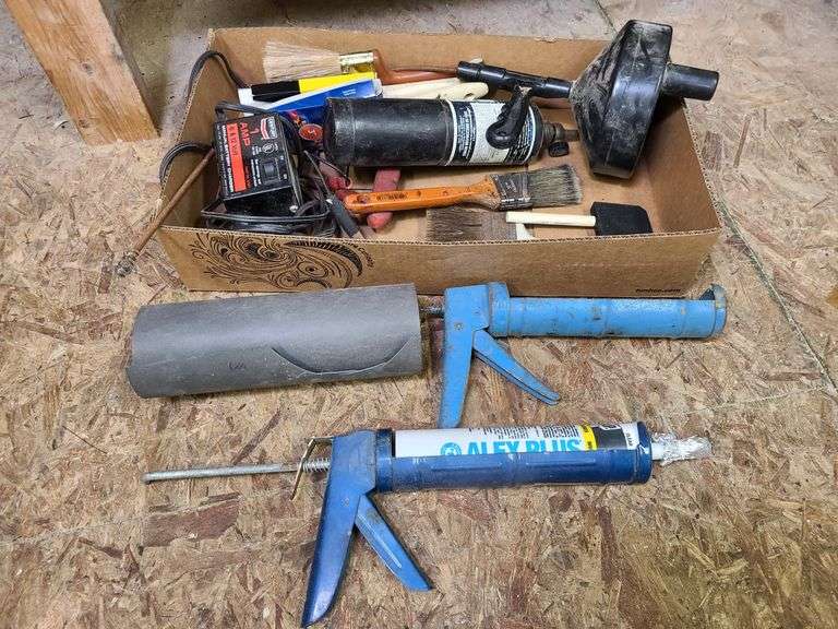 CAULK GUN, PAINT BRUSHES, SNAKE AND MORE - Kaufman Realty & Auctions