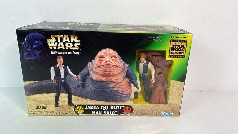 Kenner Star Wars Power Of The Force Jabba The Hutt and Han Solo Action ...