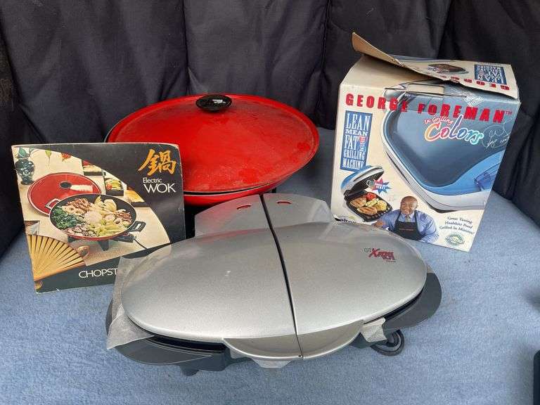 GEORGE FOREMAN GRILL, GT XPRESS 101 DELUXE GRILL AND A WOK - Kaufman ...