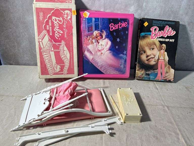 Barbie dress up kit, Barbie case and four poster Barbie bed - Kaufman ...