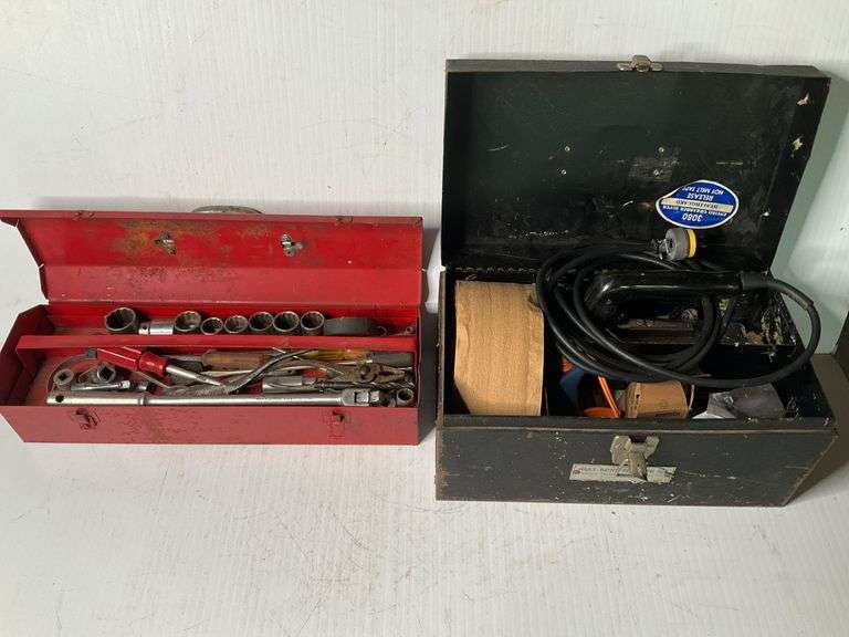 Tool Box with Socket Set, Heat Bonding Tool - Kaufman Realty & Auctions