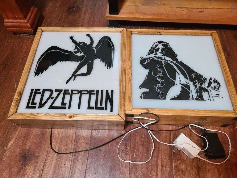 LED ZEPPELIN & JANIS JOPLIN WALL BOX LIGHTS - Kaufman Realty & Auctions