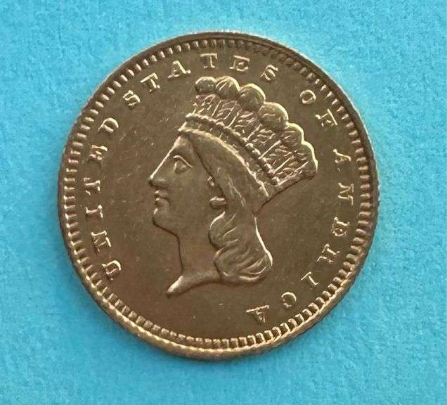 1887 $1 Type 3 Indian Princess Head Gold Coin - Kaufman Realty & Auctions