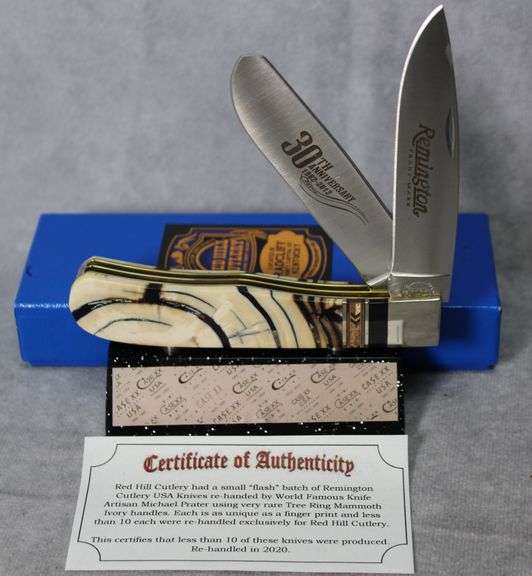 REMINGTON MICHAEL PRATER CUSTOM TREE RING MAMMOTH IVORY R1128 KNIFE ...