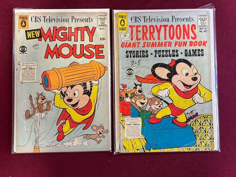(2) Pines Comics Mighty Mouse & Terrytoons - Kaufman Realty & Auctions
