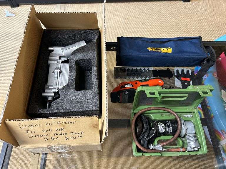 Engine oil cooler, Black & Decker clipper and air compressor w/case ...
