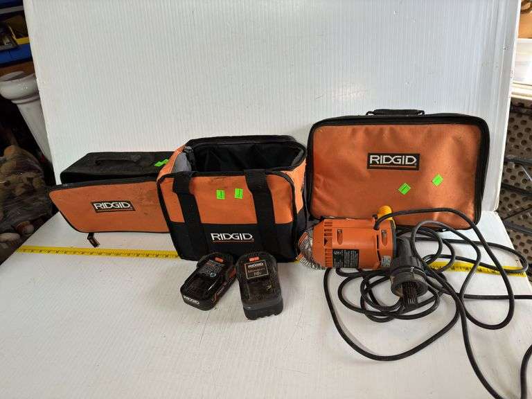 Rigid Brand Router in Case, Empty Tool Bag, Tool Bag with Batteries ...