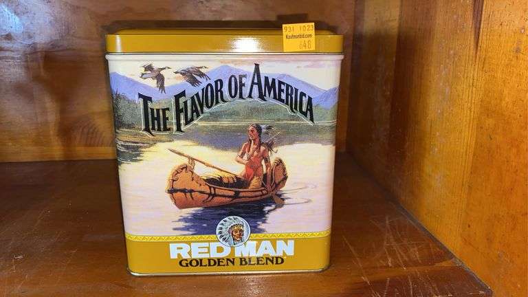 1992 Limited Edition Red Man Golden Blend Tin - Kaufman Realty & Auctions