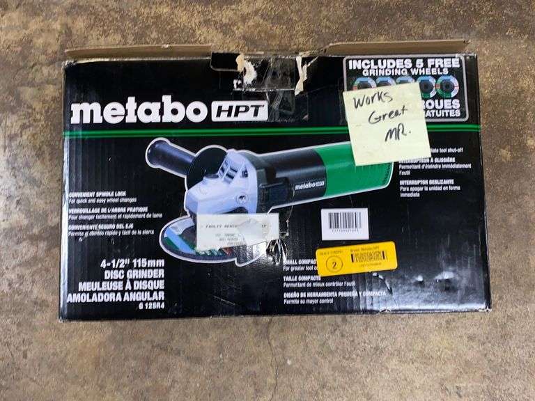 Metabo disc grinder , works - Kaufman Realty & Auctions