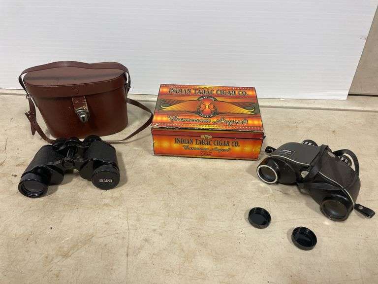 Indian Tabac cigar box & (2) Binaculars- Empire & Jason - Kaufman ...