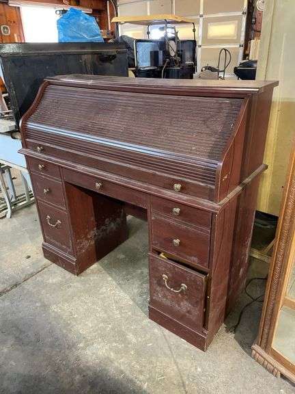 PRESS BOARD ROLL TOP DESK - Kaufman Realty & Auctions