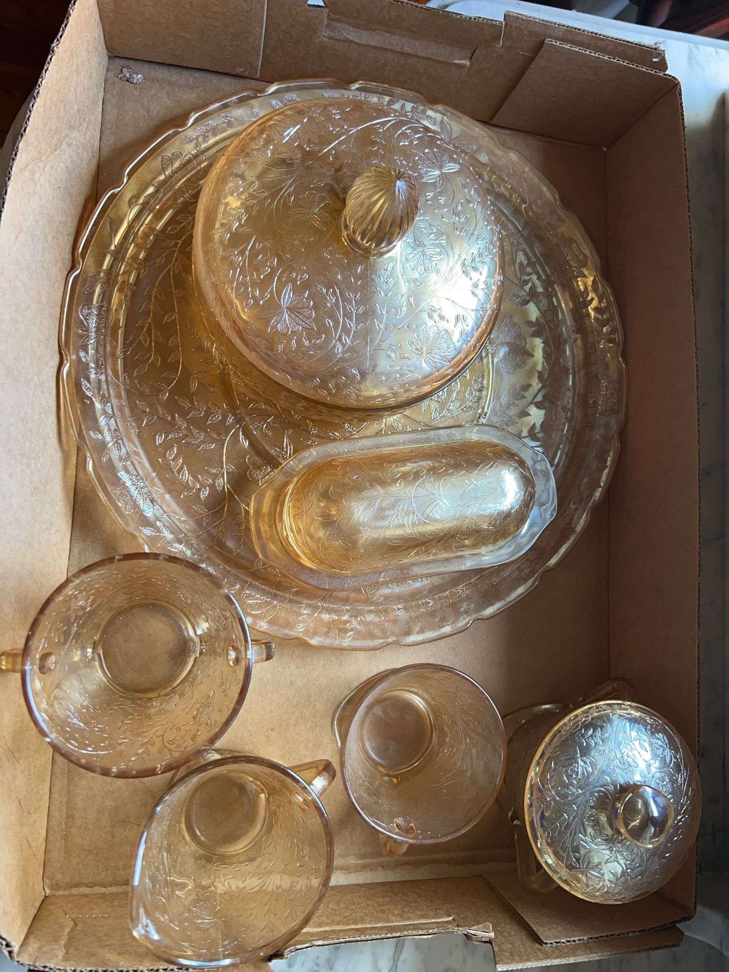 Amber Indiana glassware - Kaufman Realty & Auctions